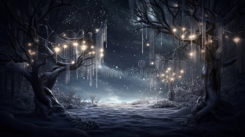 Magical Winter Forest Theme Stock Illustration - Illustration of ...