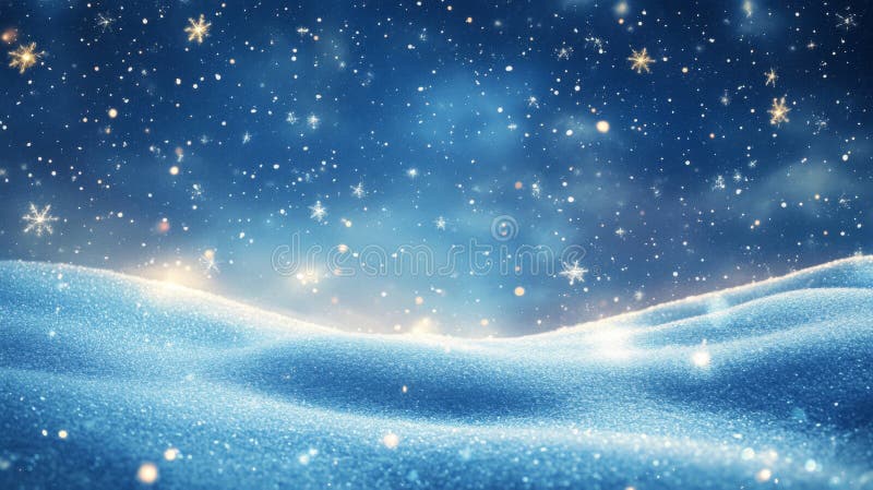 Magical Winter Night Landscape with Sparkling Snow Stock Illustration ...