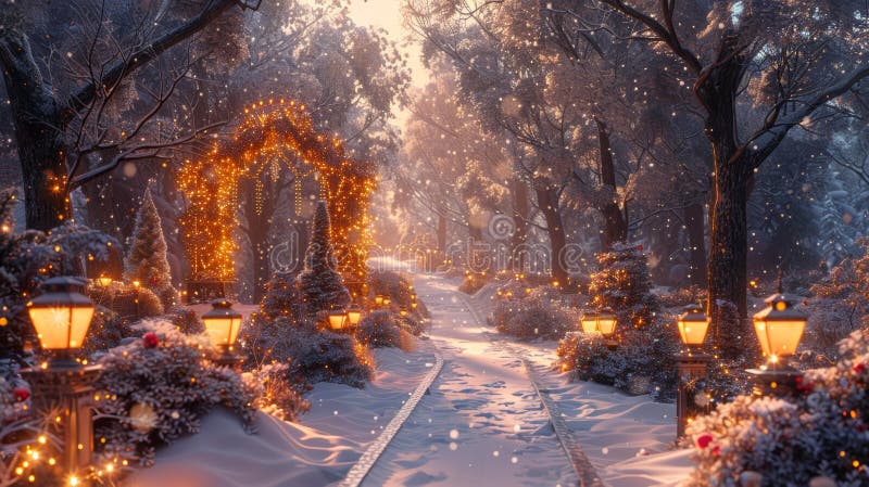 Magical Winter Wonderland Path - Generative Ai Stock Illustration ...