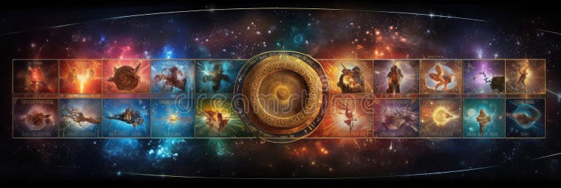Magical Zodiac Signs in Universe. Generative Ai Stock Illustration ...