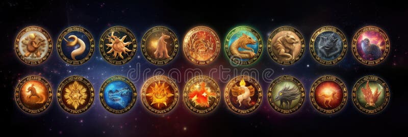 Magical Zodiac Signs in Universe. Generative Ai Stock Illustration ...