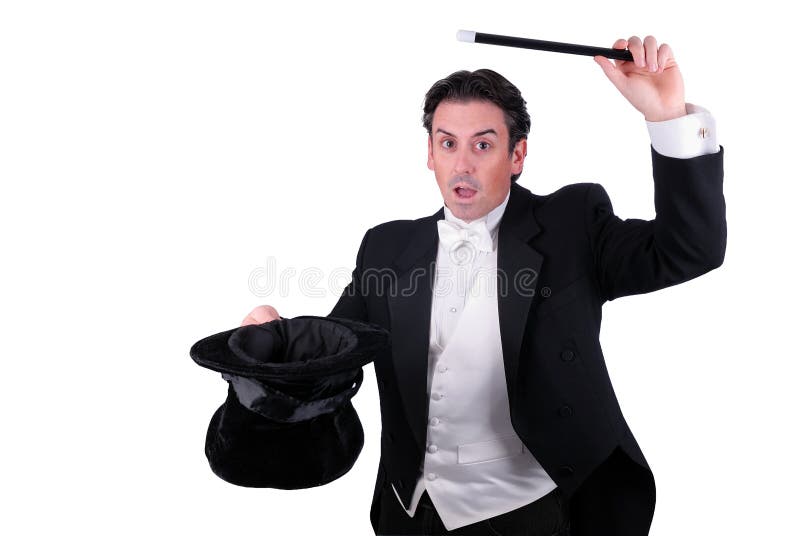 Magician Holding a Magic Wand Stock Image - Image of magic, trick: 3481033