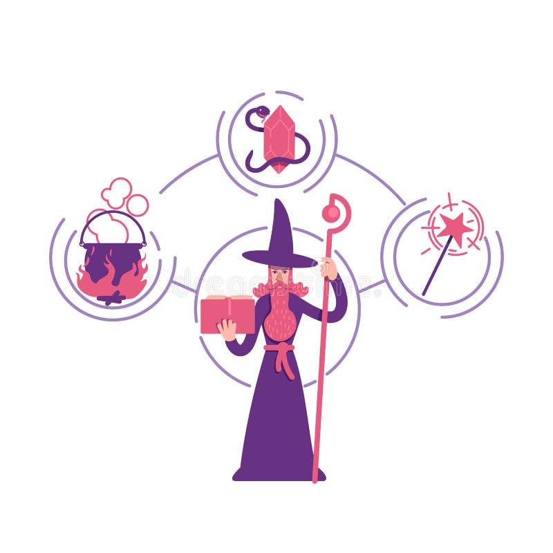 Magician Archetype Flat Concept Vector Illustration Stock Vector ...