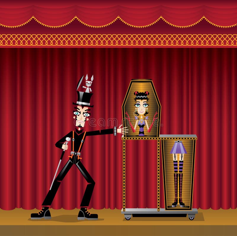 Magician and Assistant. EPS10 Stock Vector - Illustration of costume ...