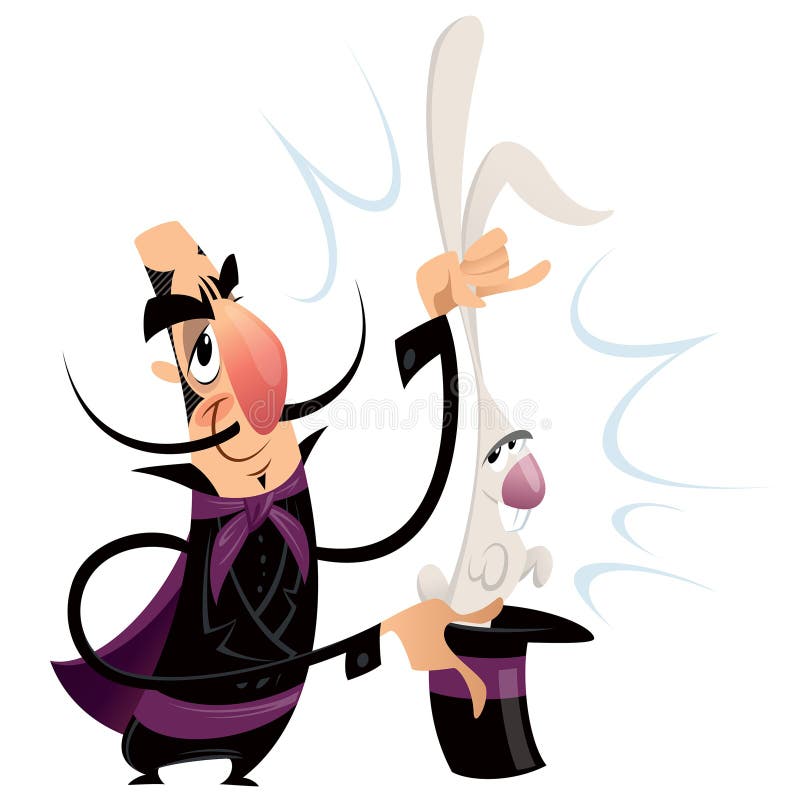 Magician Taking a Rabbit Out of a Hat Stock Vector - Illustration of ...