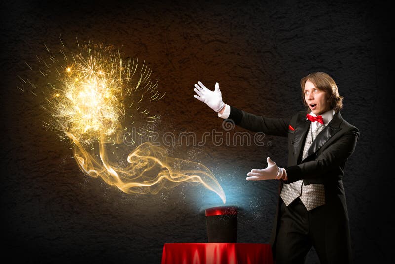 High Contrast Image of Magician Hand with Magic Wand Stock Image ...