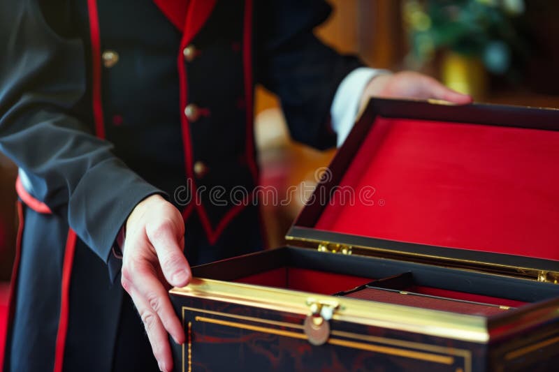 Magician Demonstrating a Collapsible Box Trick Stock Illustration ...