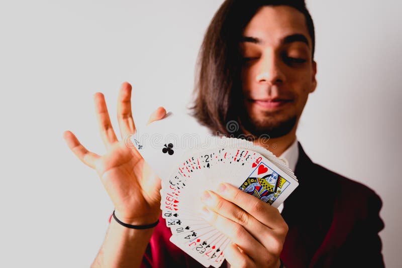 Magician Doing Tricks with a Deck of Cards Stock Image - Image of ...
