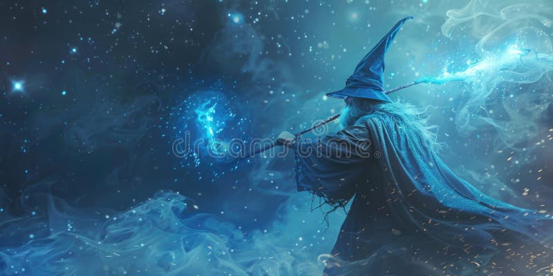 Magician with Glowing Staff Stock Photo - Image of spell, supernatural ...