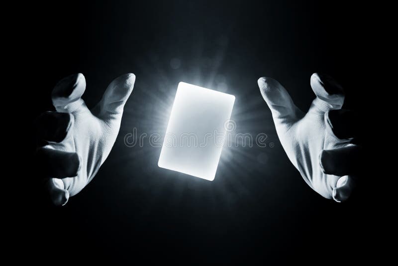 Magician Hands Showing Magic Trick Isolated on Black Backgrounds Stock ...