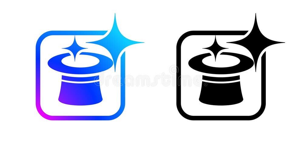 Magician Hat AI Icon for Artificial Intelligence Chat Button and ...