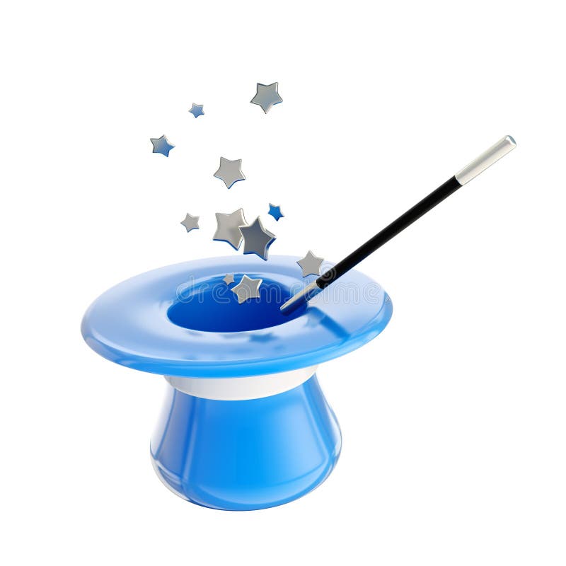 Magician Hat and Magic Wand with Stars Stock Illustration ...