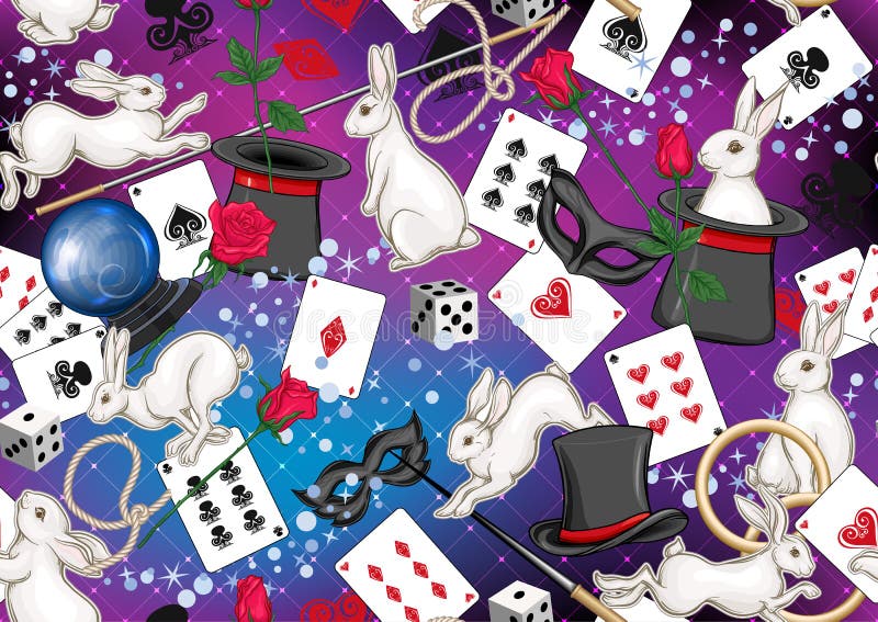 Magician Items Seamless Pattern, Background. Stock Vector ...