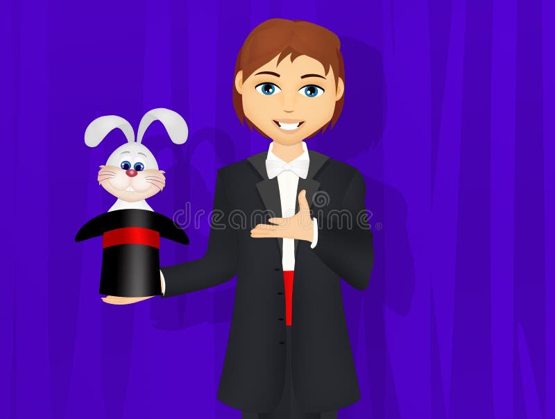 Magician in the magic show stock illustration. Illustration of illusion ...