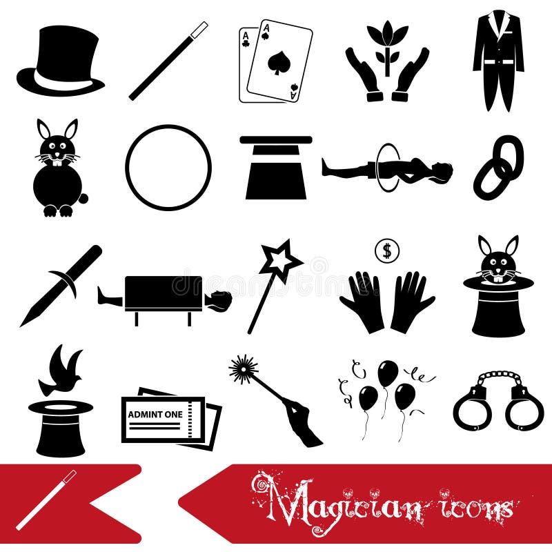 Magician and Magic Theme Set of Icons Eps10 Stock Vector - Illustration ...