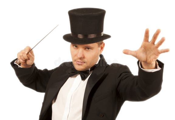 Magician with magic wand stock image. Image of black - 16869905