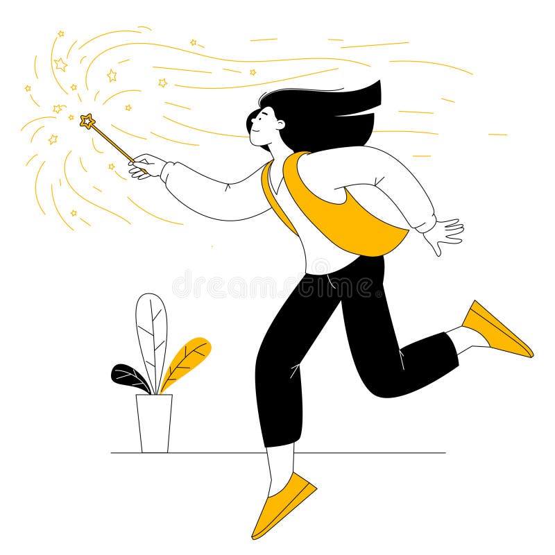 The Magician with a Magic Wand Stock Vector - Illustration of symbol ...