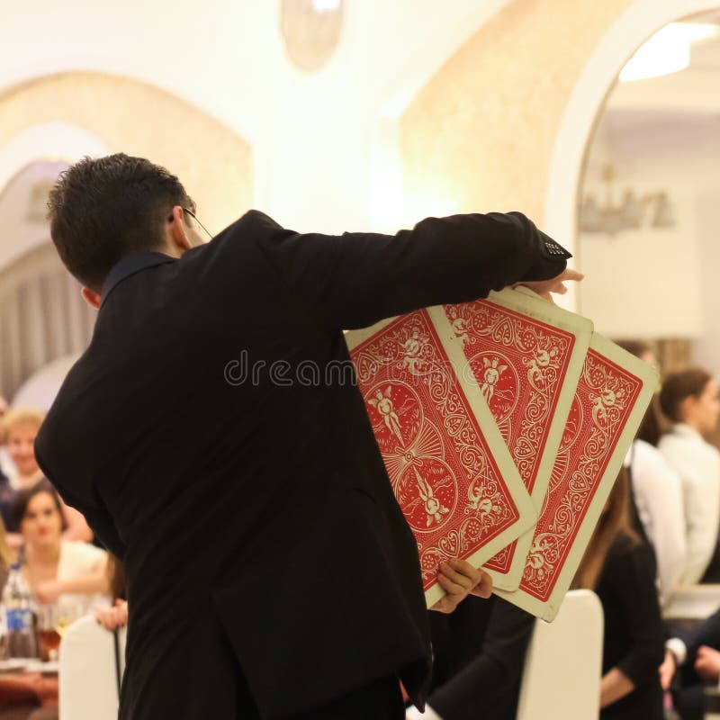 Magician Big Playing Cards during Show Performance Stock Image - Image ...