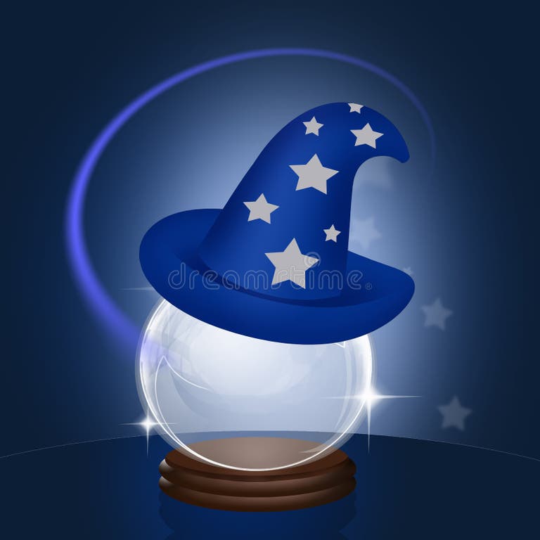 Magician Merlino hat stock illustration. Illustration of crystal - 79352599