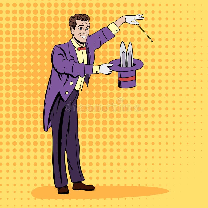 Magician Pulling Rabbit Out Hat Stock Illustrations – 41 Magician ...