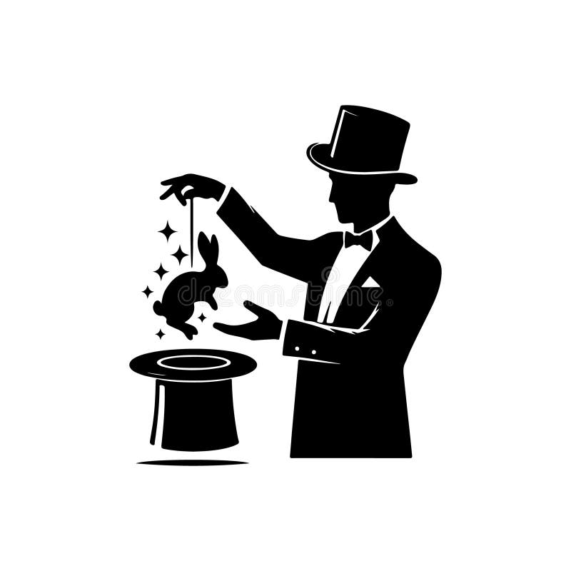 A magician and a rabbit stock illustration. Illustration of hand ...
