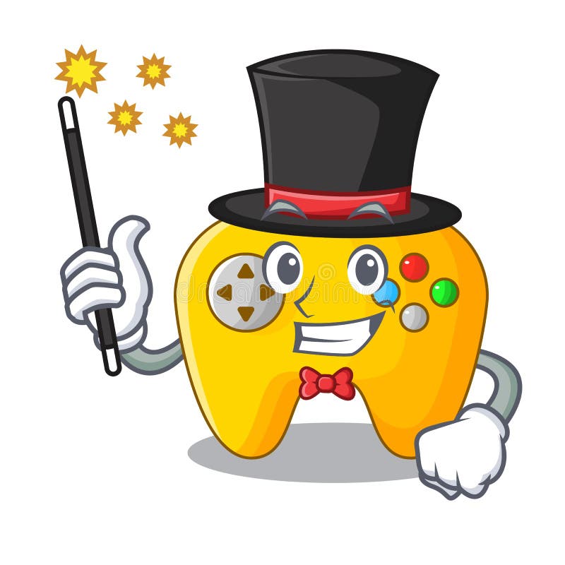 Magician Retro Computer Game Control on Mascot Stock Vector ...