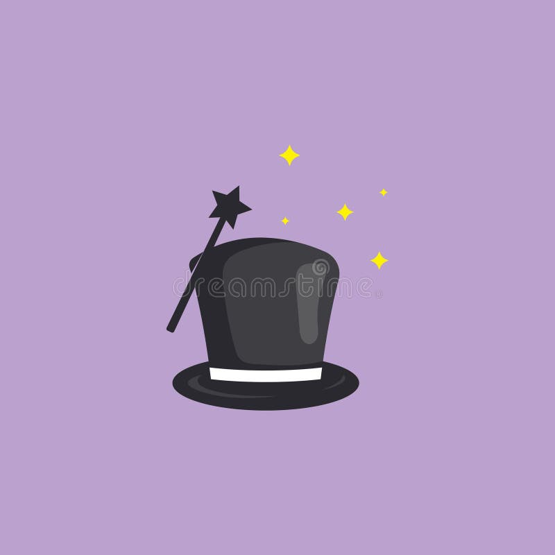 Magician S Hat and Magic Wand Logo Template Stock Vector - Illustration ...