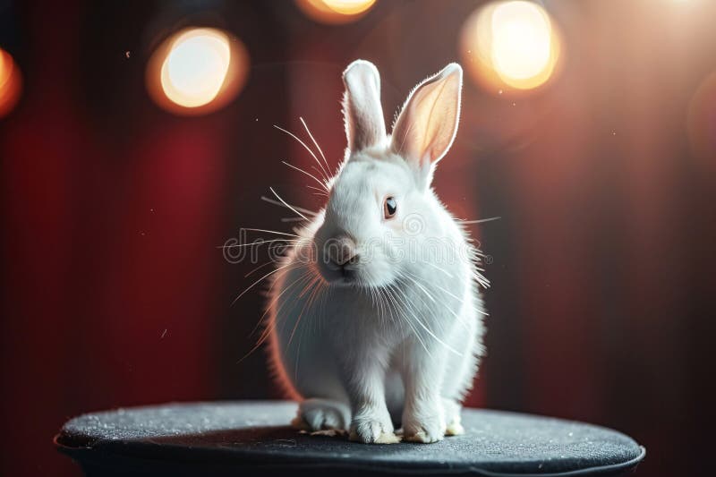 Magician S Show Concept, Cute Rabbit Sitting on the Stage Stock ...