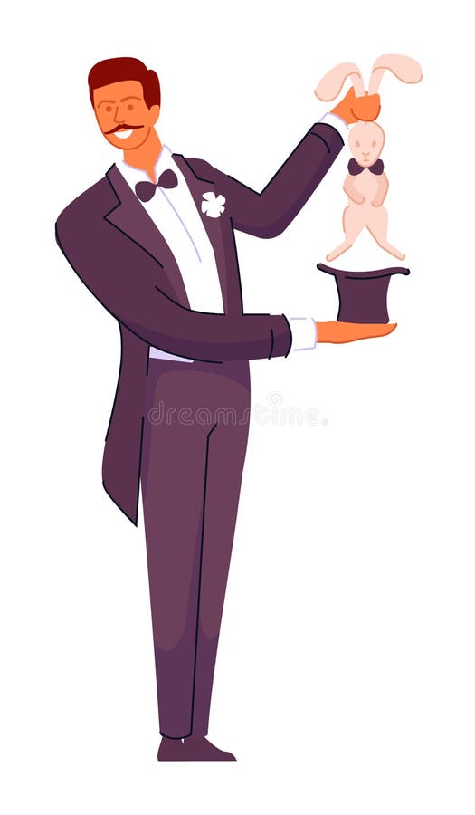 Magician Showing Trick with Rabbit in Hat Isolated Stock Vector ...