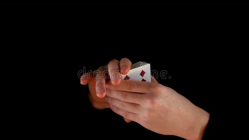 Magic Playing Card Trick on Black Background Stock Video - Video of ...