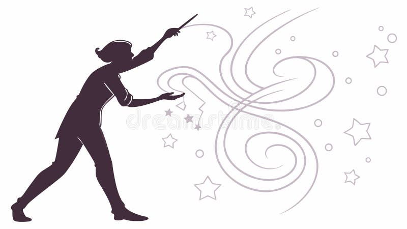 Magician Silhouette Casting a Magic Spell with a Glowing Wand Vector ...