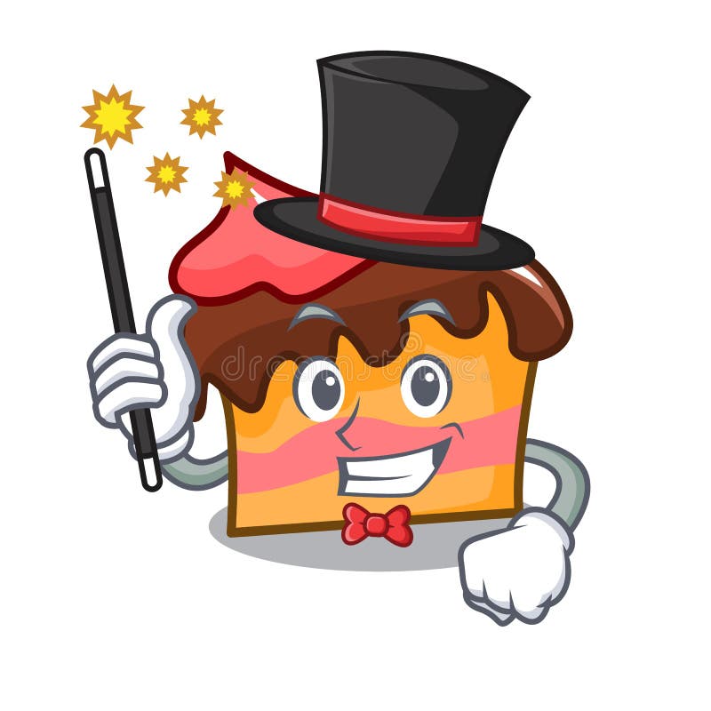 Magician Sponge Cake Mascot Cartoon Stock Vector - Illustration of ...