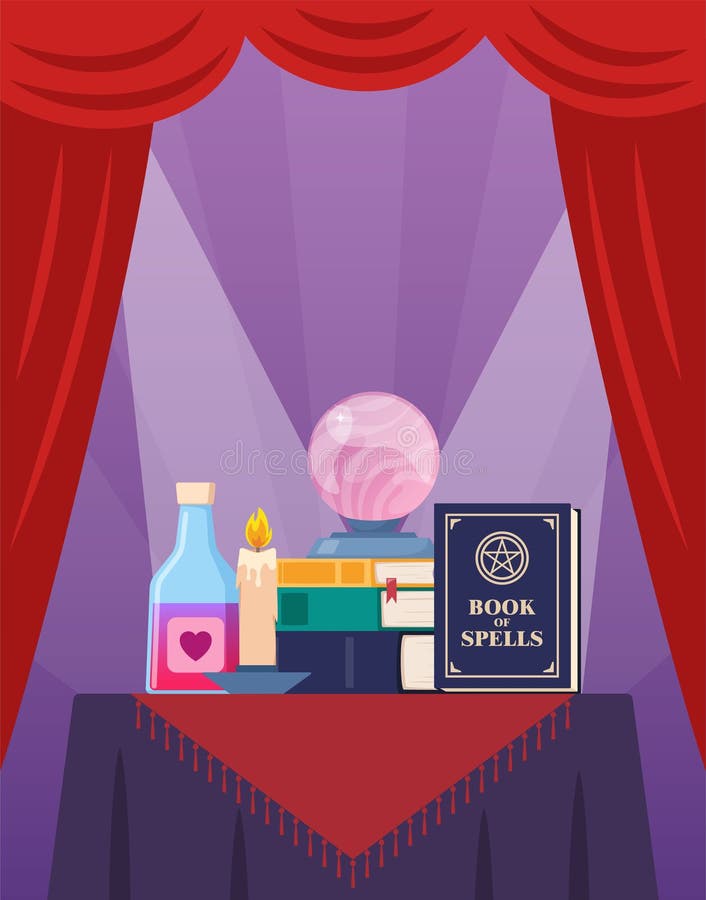 Magician Tools Cute Composition. Wizard Magic Mystery Amulet, Spell ...