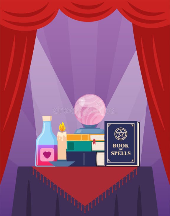 Magician Tools Cute Composition. Wizard Magic Mystery Amulet, Spell ...