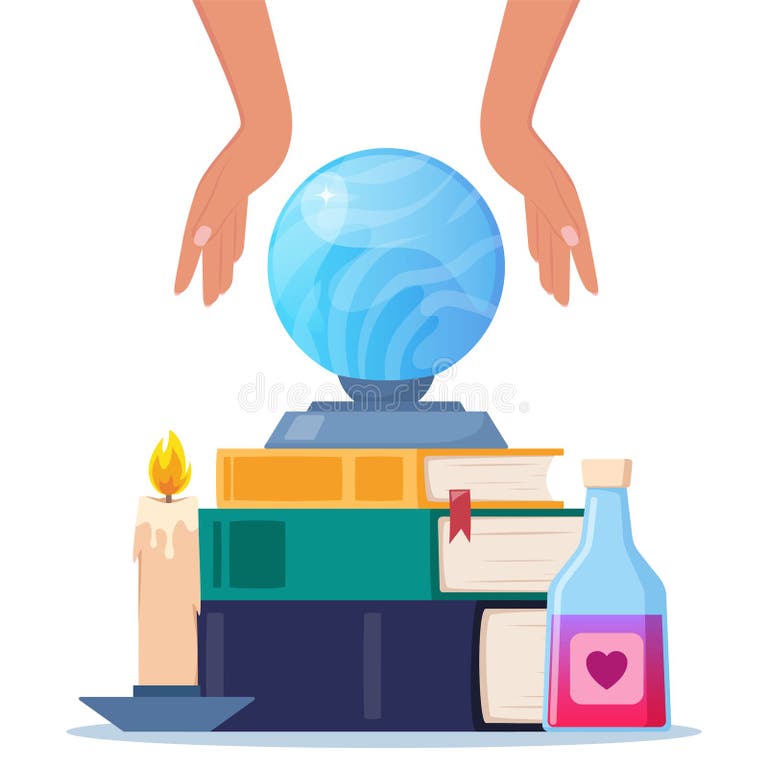 Magician Tools Cute Composition. Wizard Magic Mystery Amulet, Spell ...