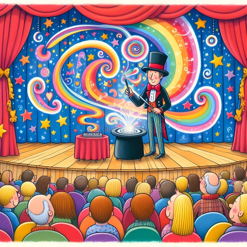 A magician with a top hat stock illustration. Illustration of ...