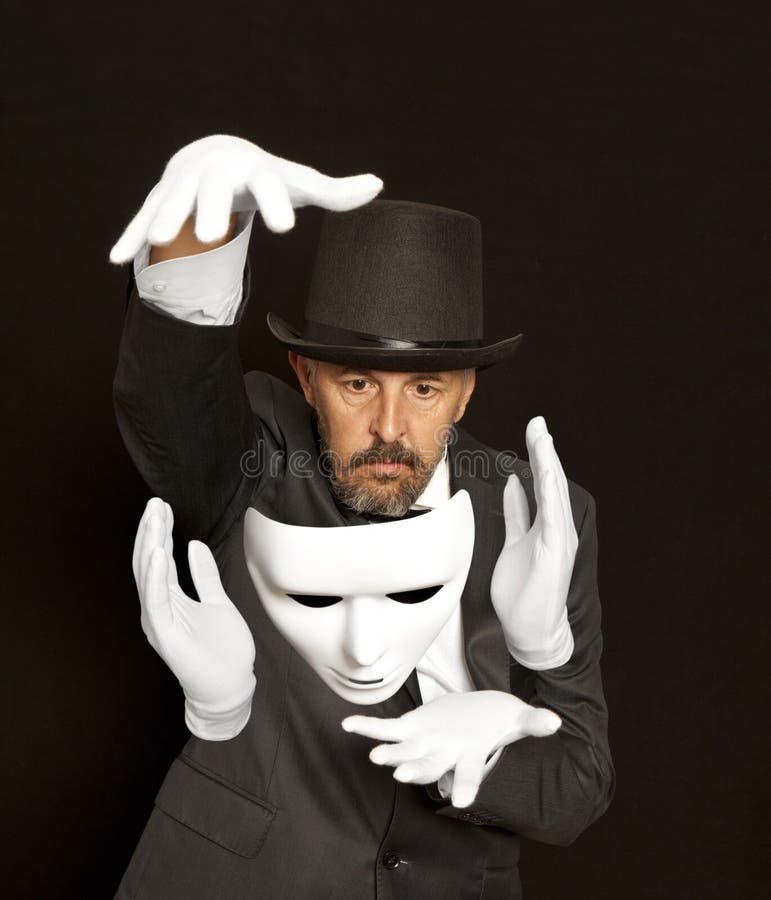 Magician in Top Hat Showing Trick. Magic, Performance Stock Photo ...