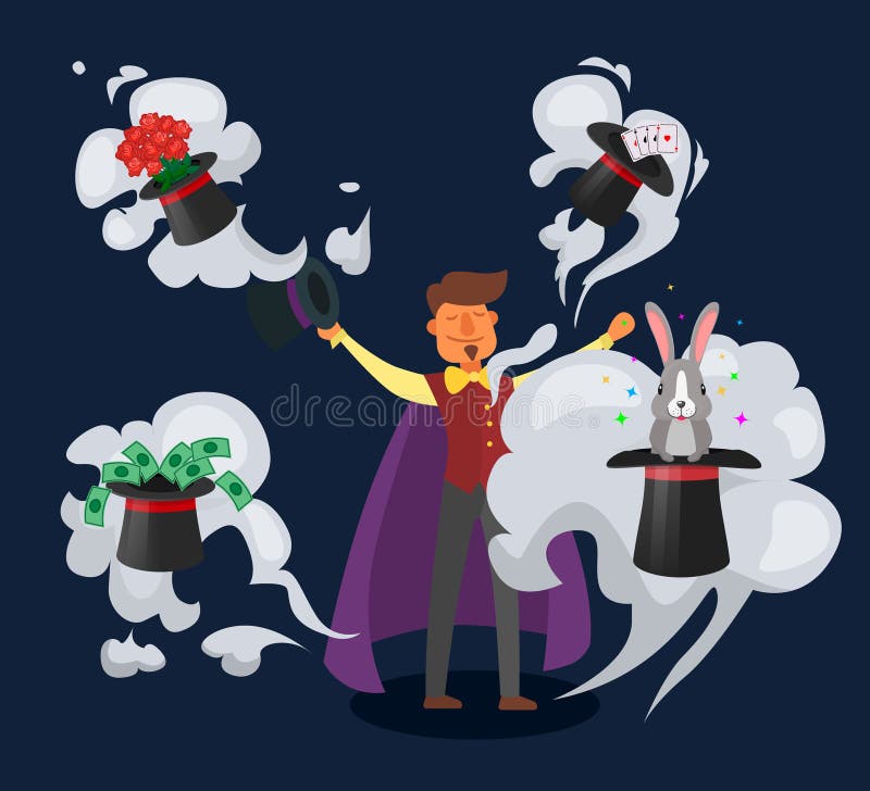 Magical Circus or Theater Entertainment Vector Illustration. People ...