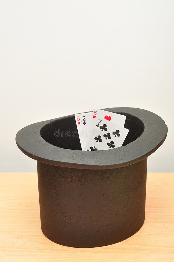 Magicians hat and cards stock photo. Image of concept - 70049024