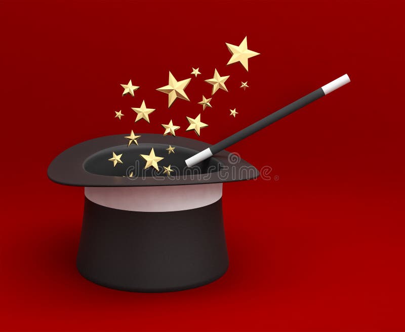 Magicians Hat Star Stars Magic Wand Stock Illustration - Illustration ...