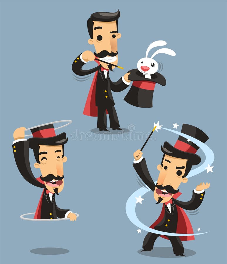 Magier Magic Trick Performance Stock Abbildung - Illustration von ...