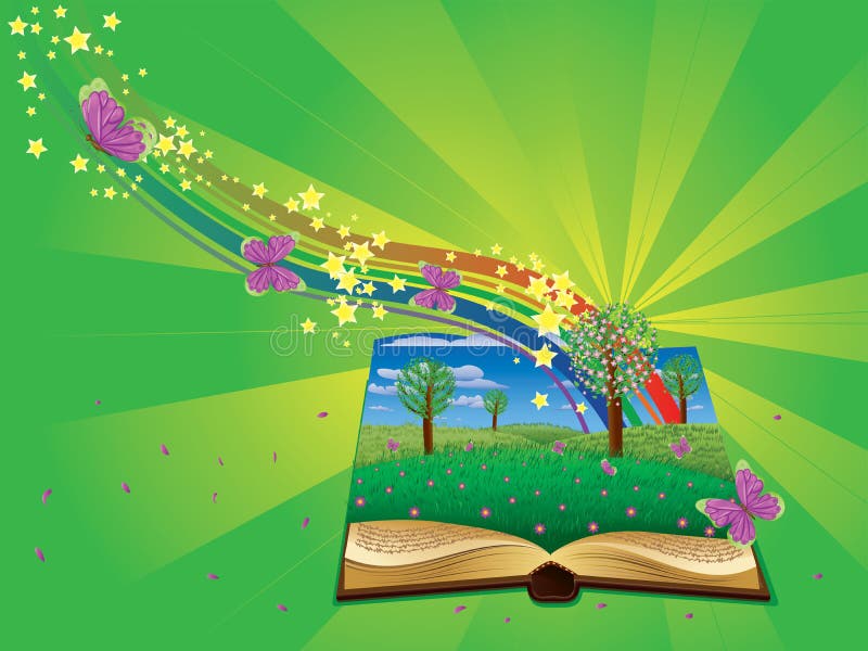 Magisch boek vector illustratie. Illustration of groen - 31339306