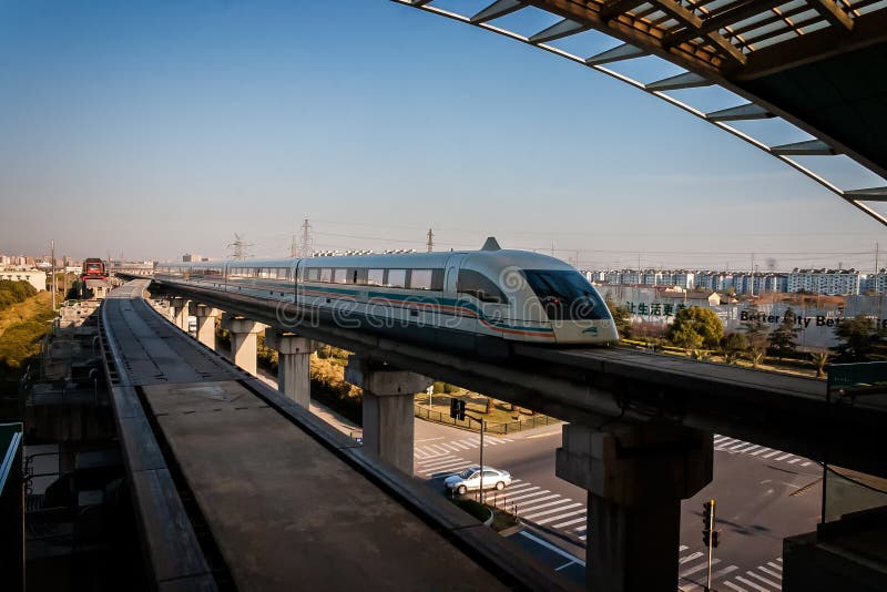 A Maglev High-speed Rail (HSR) Bullet Train at Hongqiao Railway Station ...