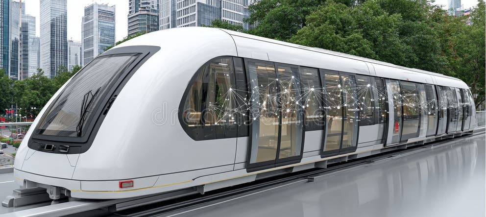 Maglev Train with Digital Network Connectivity, Symbolizing Next Gen ...