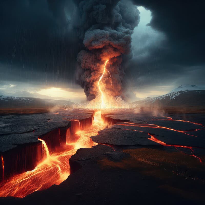 Magma Eruption Breaking through Road Surface. 库存例证 - 插画 包括有 冰岛, 熔岩 ...