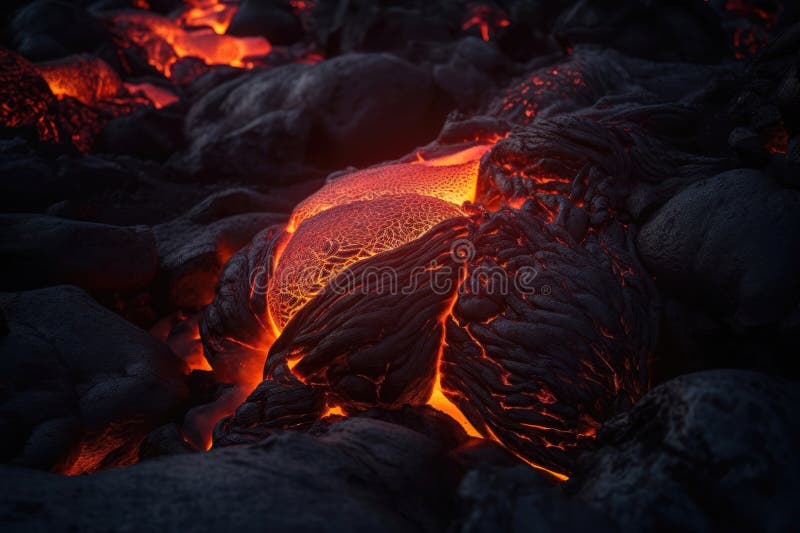 Magma Lava Cracked Glow, Embers. AI Generated Stock Illustration ...