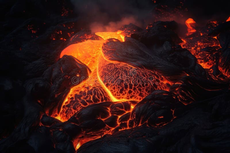 Magma Lava Cracked Glow, Embers. AI Generated Stock Illustration ...