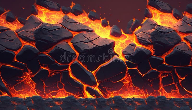 Magma Volcano Background. Lava Fire Using UI UX Design. Stock ...