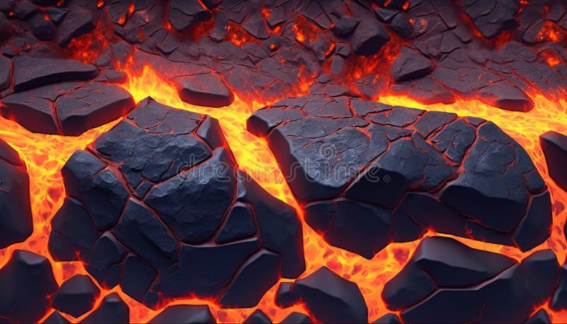 Magma Volcano Background. Lava Fire Using UI UX Design. Stock Image ...