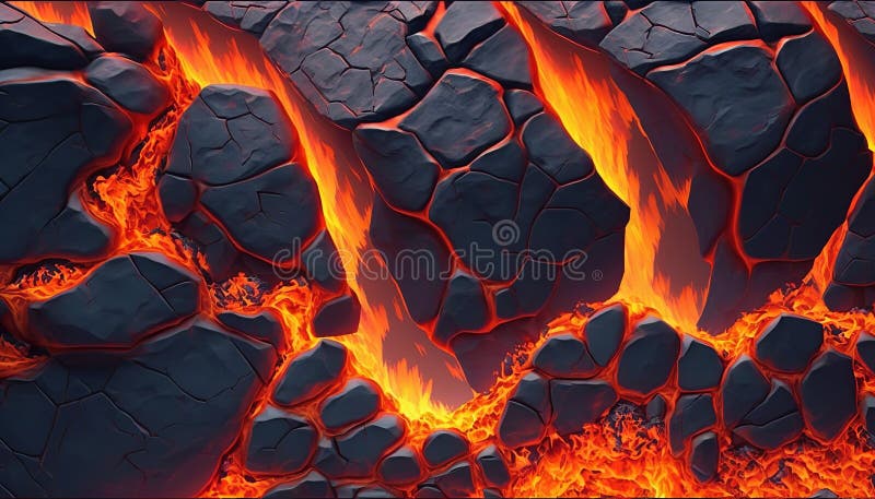 Magma Volcano Background. Lava Fire Using UI UX Design. Stock ...